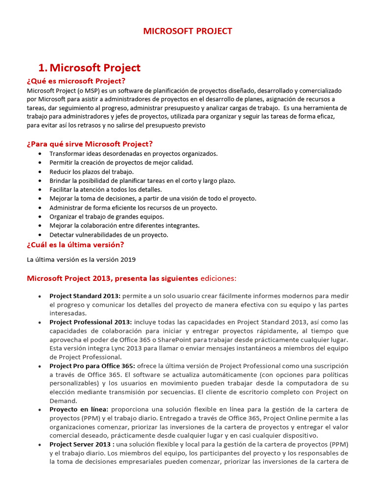 Tutorial de Microsoft Project Grupo H | PDF