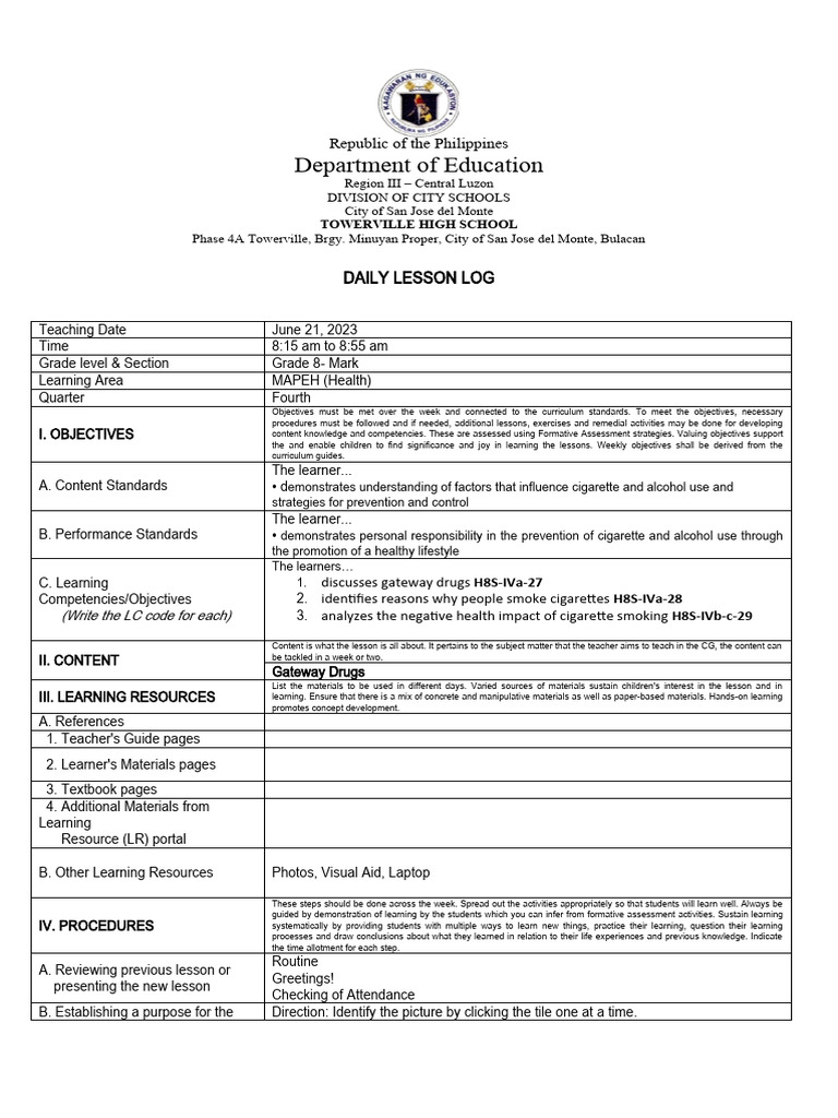 PUNZAL 2ND COT JUNE21-22-2023-cot | PDF | Tobacco Smoking | Addiction