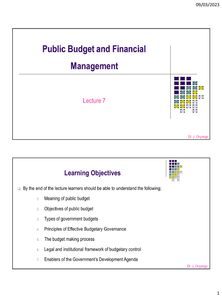 Lecture 7.0 - Public Budget and Financial Management | PDF