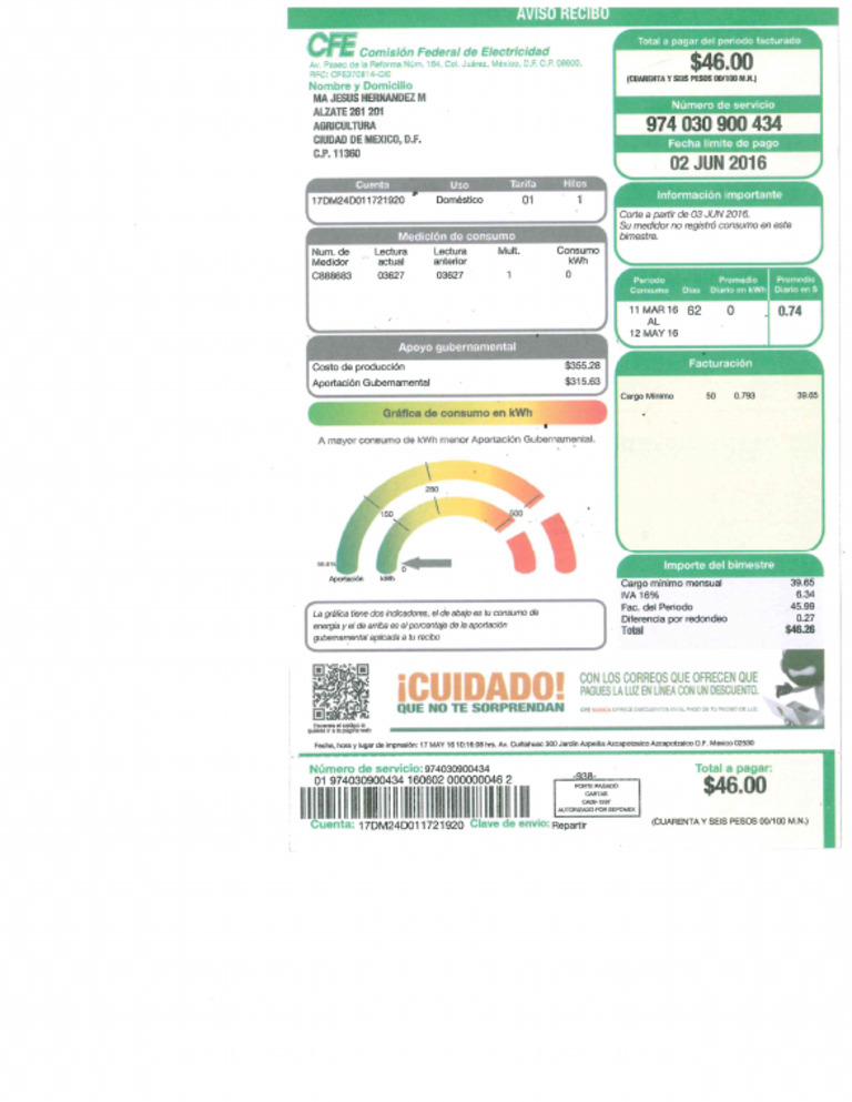 Comprobante de Domicilio CFE | PDF