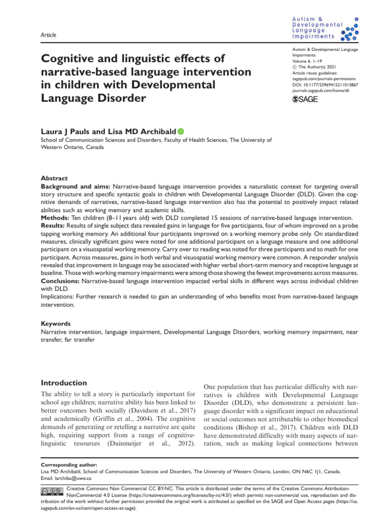 2021 - Cognitive and Linguistic Effects of Narrative-Based Language ...