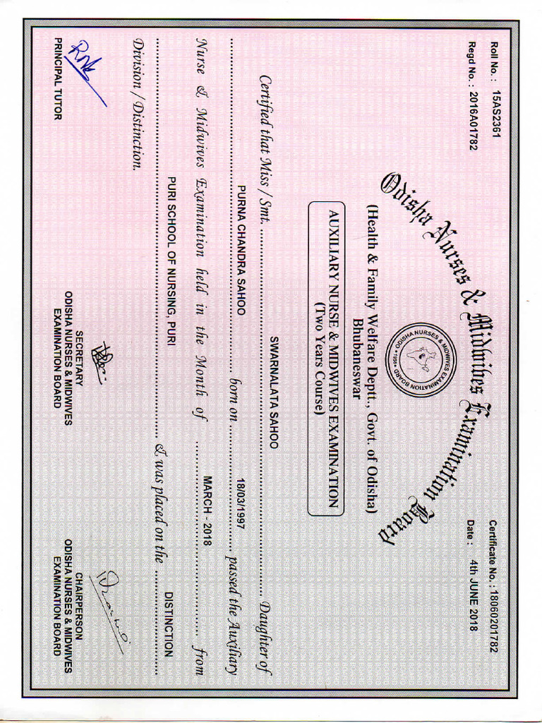 ANM Certificate | PDF