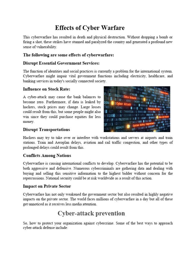Effects of Cyber Warfare | PDF | Computers