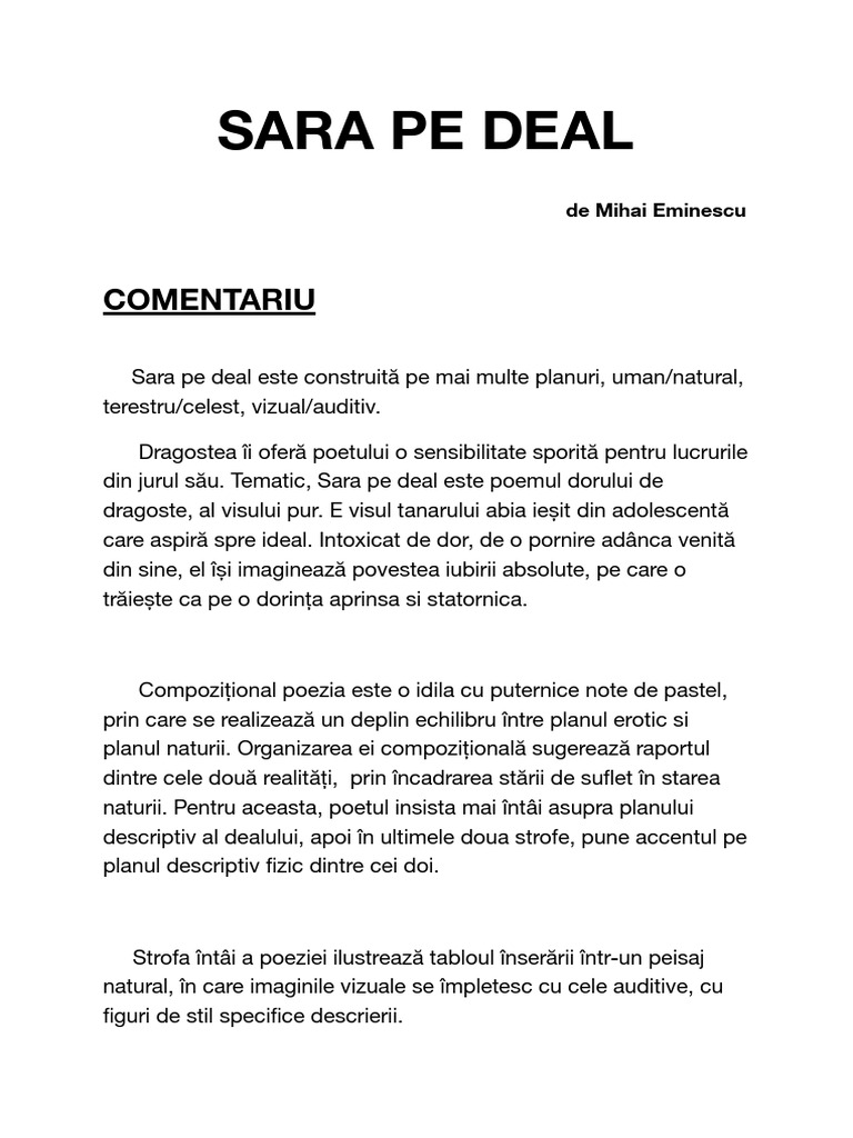 SARA PE DEAL Comentariu | PDF