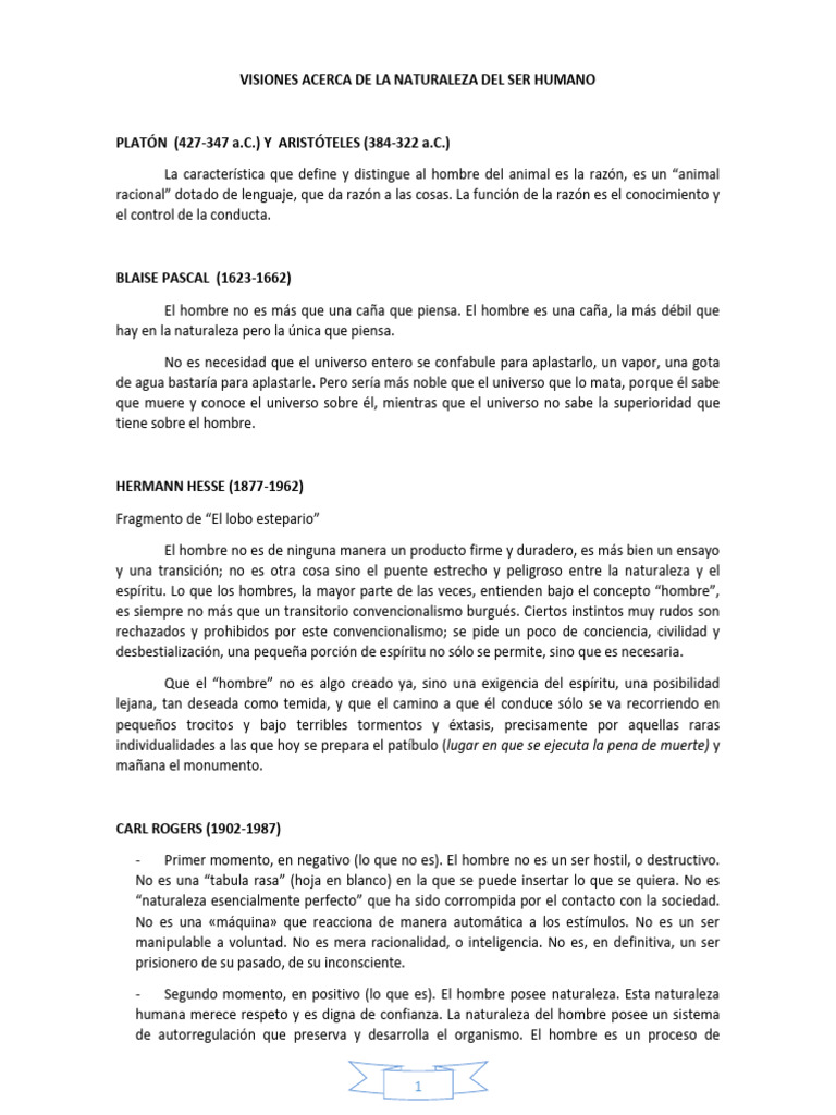 Visiones Acerca de La Naturaleza Del Ser Humano | PDF | Relaciones ...