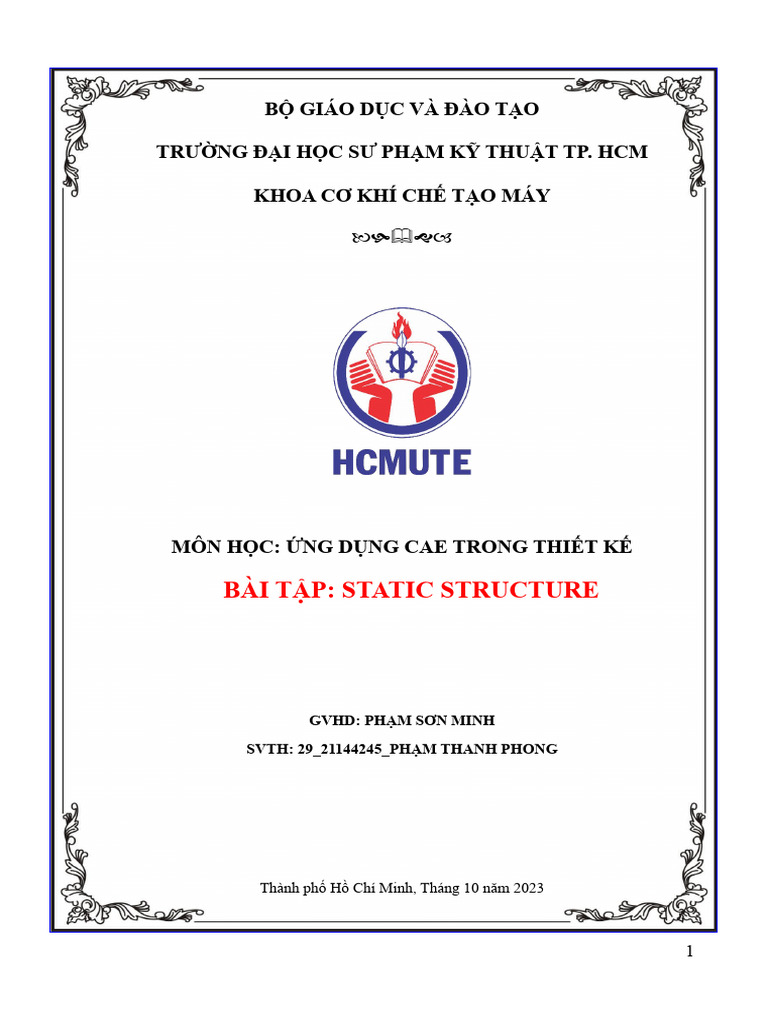 Bài Tập: Static Structure: Bộ Giáo Dục Và Đào Tạo Trường Đại Học Sư Phạm Kỹ Thuật Tp. Hcm Khoa ...