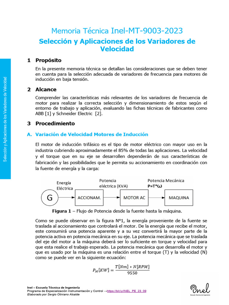 Selección y Aplicaciones de Los Variadores de Velocidad | PDF