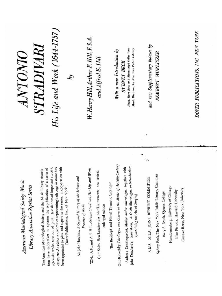 Hill A & H - Antonio Stradivari (1963, Dover Publications) - Libgen - Li | PDF