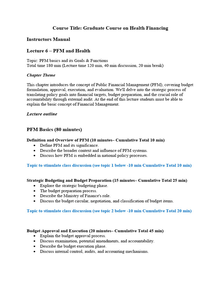 PFM INSTRUCTOR MANUAL | PDF