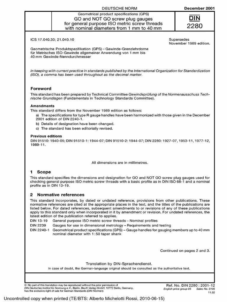 Din 2280 2001-12 | PDF