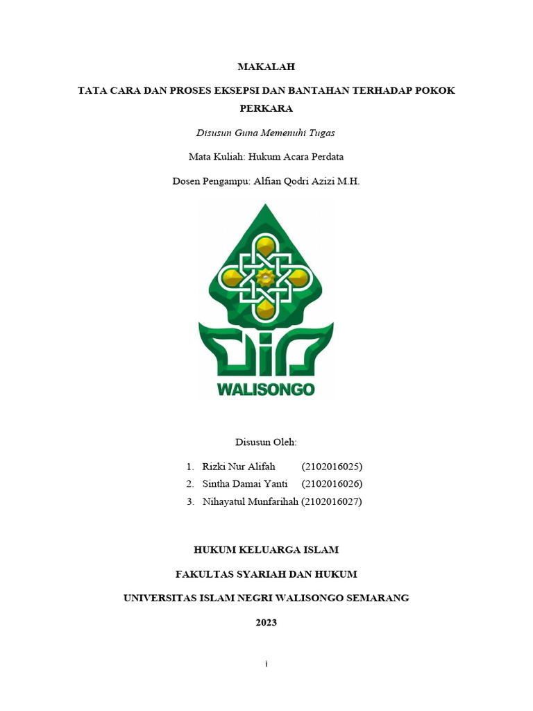 Proses Eksepsi dan Bantahan Perkara Hukum | PDF | Hukum