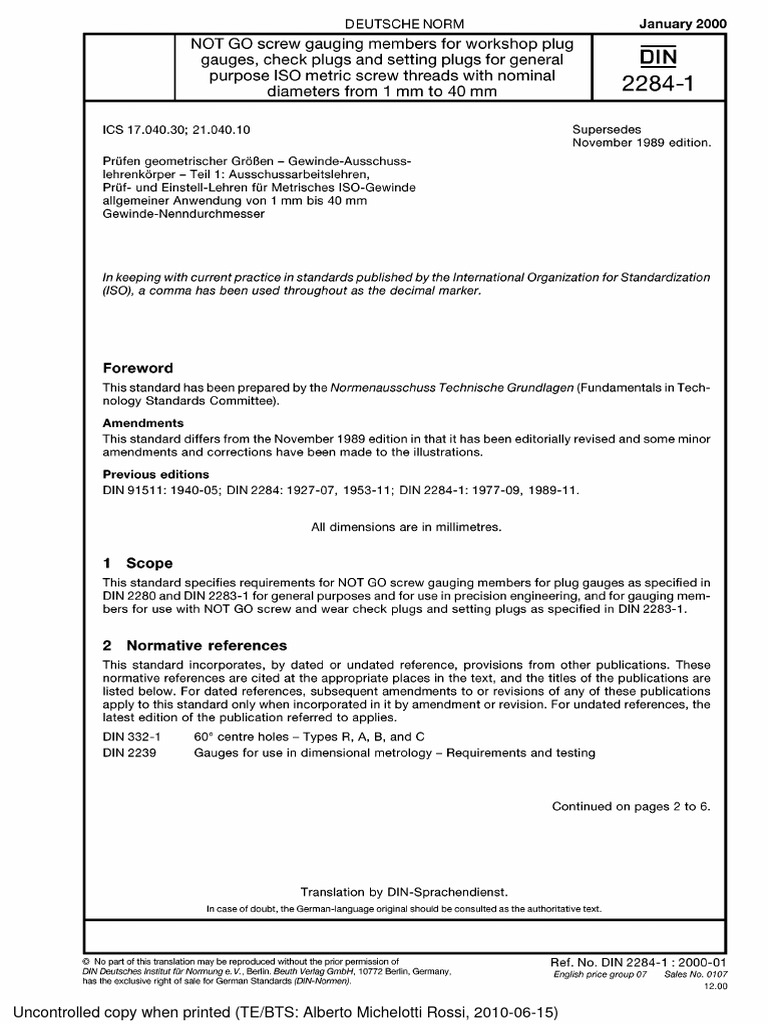 Din 2284-1 2000-01 | PDF | Sports & Recreation