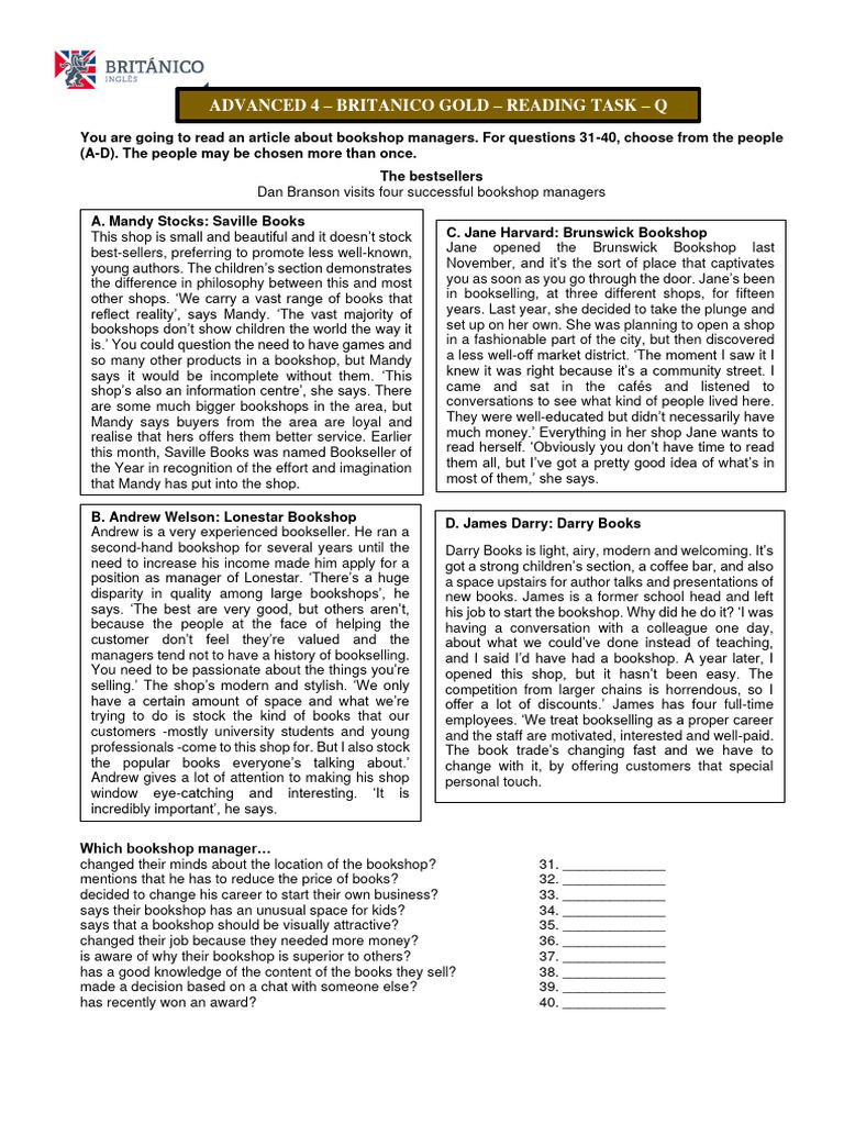 Ad4 Reading Task Aug 2023 | PDF