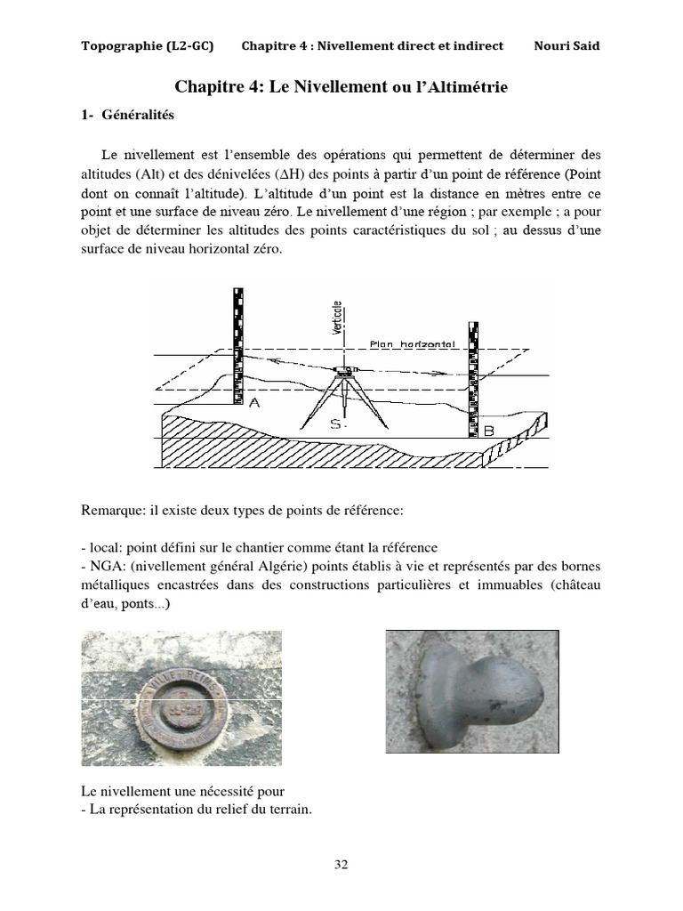 Chapitre 4 Le Nivellement | PDF