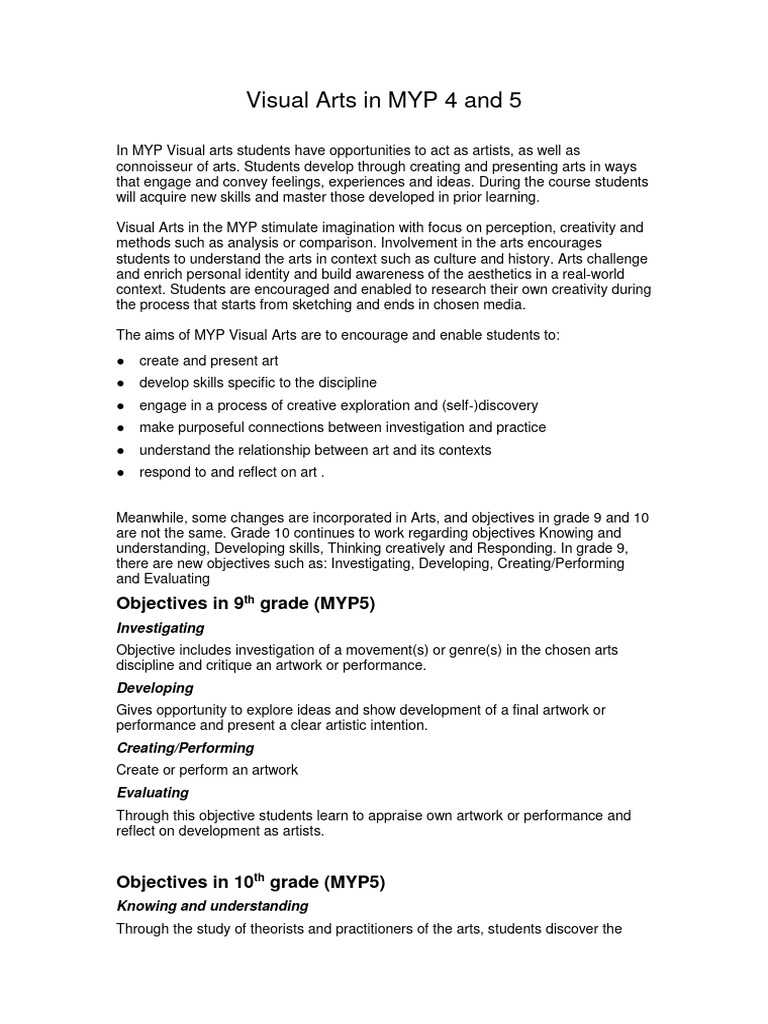 Arts Visual Arts MYP4 5 Course Description 22 23 | PDF