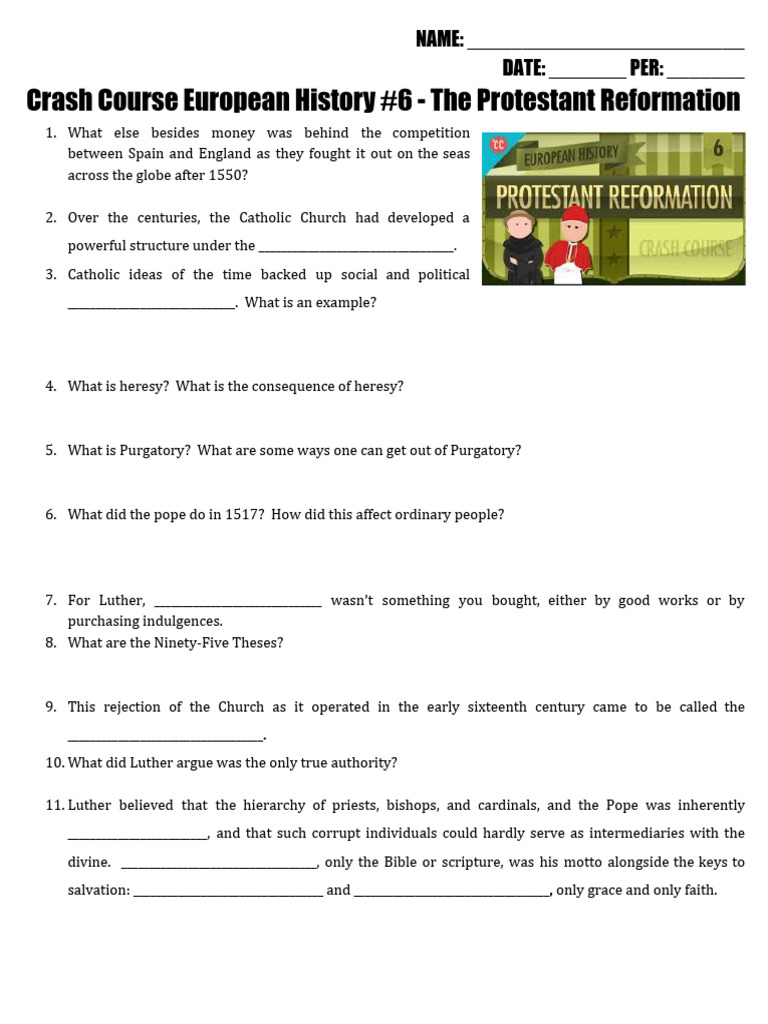 Crash Coursehe Protestant Reformation | PDF