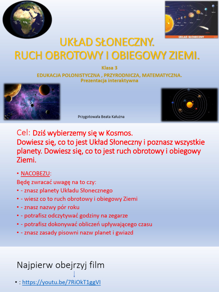 Uklad Sloneczny Prezentacja Kl. 3 | PDF