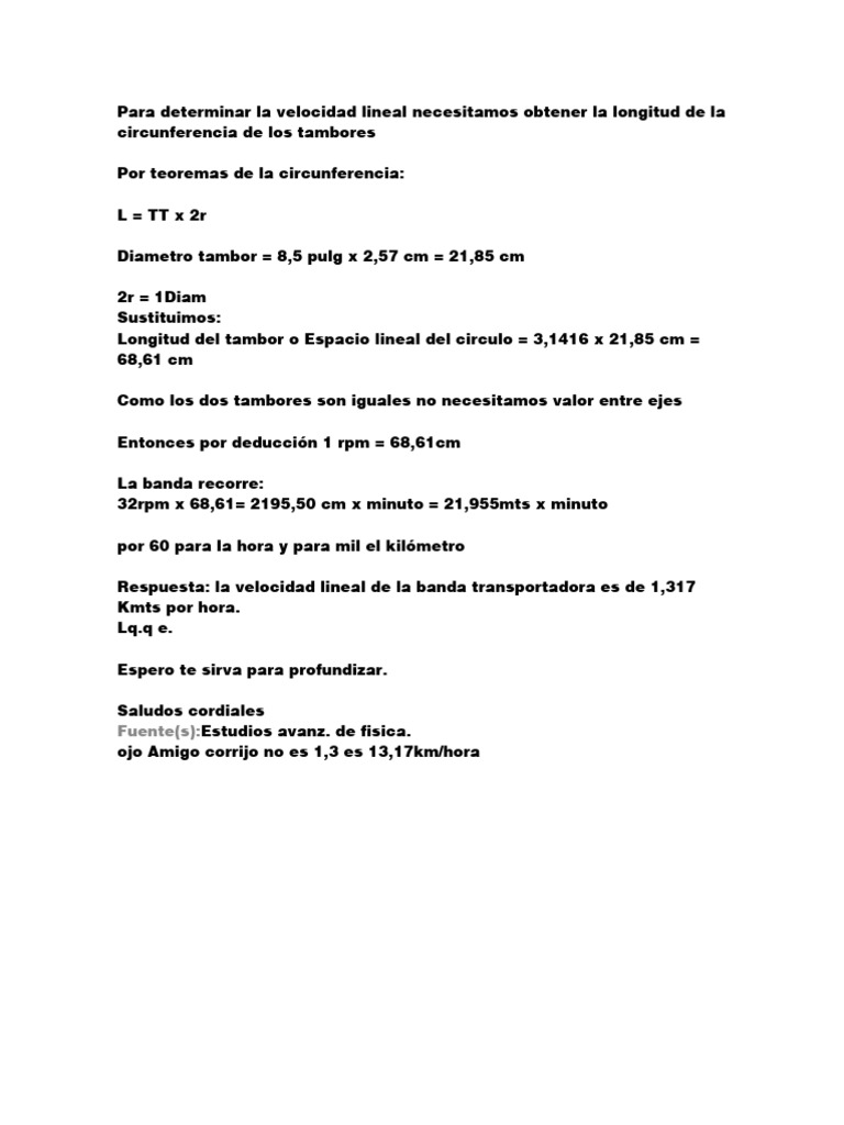 Determinar La Velocidad Lineal | PDF