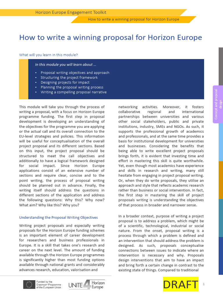 How To Write A Winning Proposal For Horizon Europe Projects | PDF