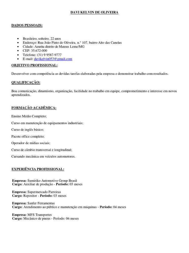 Currículo Davi | PDF