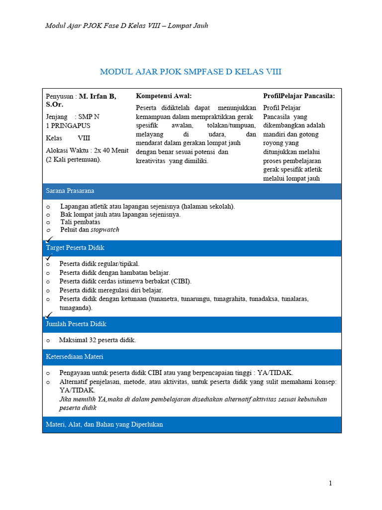 Modul Ajar 3 (Lompat Jauh) | PDF | Karier & Perkembangan
