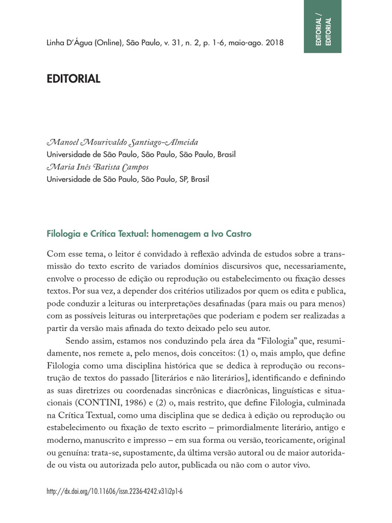 Filologia e Crítica Textual: Homenagem A Ivo Castro | PDF | Artes ...