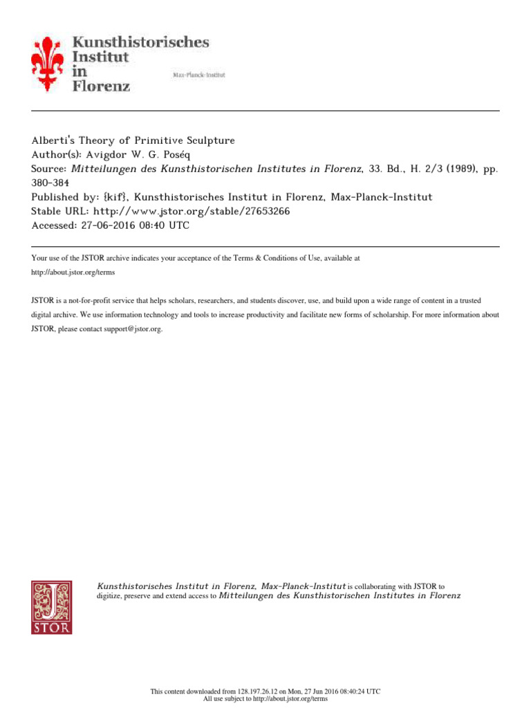 Alberti's Theory of Primitive Sculpture | PDF | Sculpture