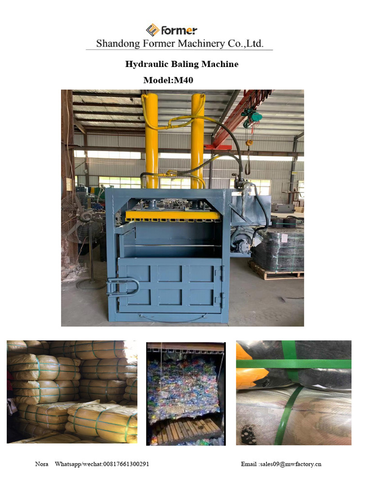 40T - Hydraulic Baling Press Machine - Former M40 | PDF | Wool Bale ...
