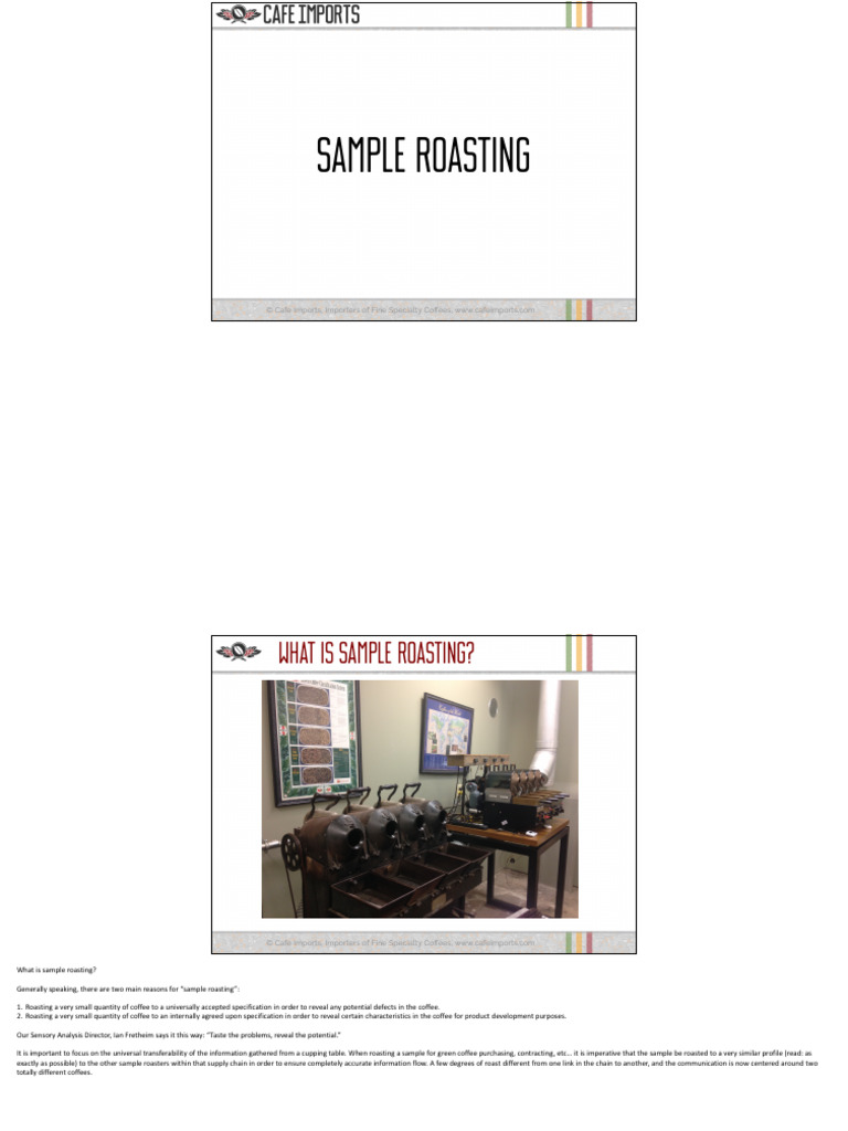 Cafe Imports - Sample Roasting - Course | PDF