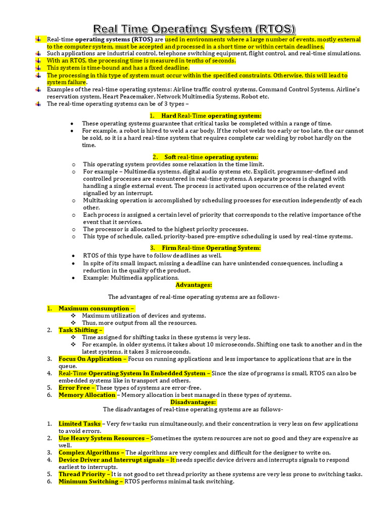 Real Time Operating System | PDF | Real Time Computing | Operating System