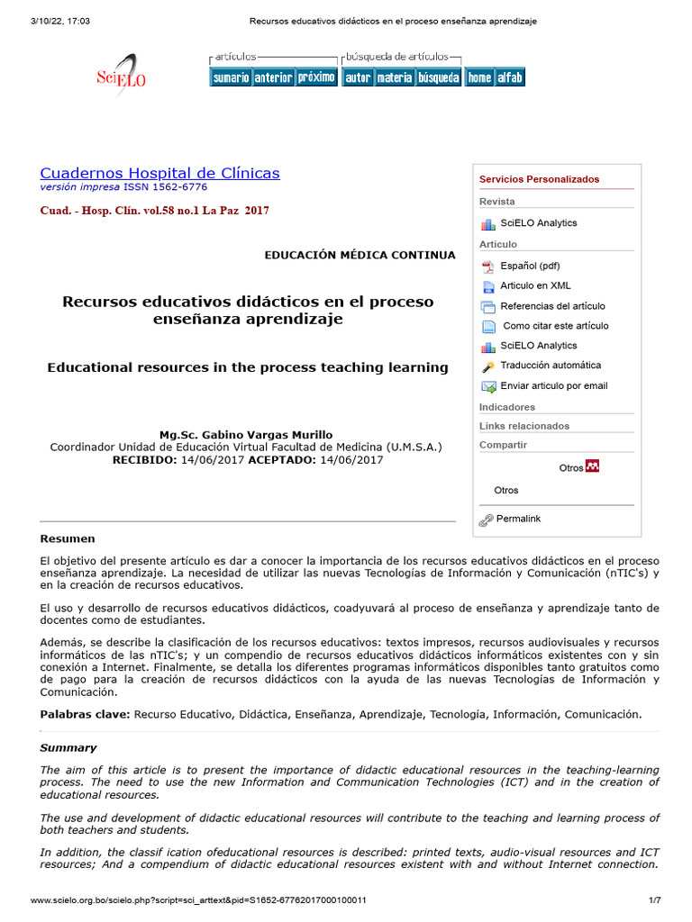 Recursos Educativos Didácticos en El Proceso Enseñanza Aprendizaje | PDF