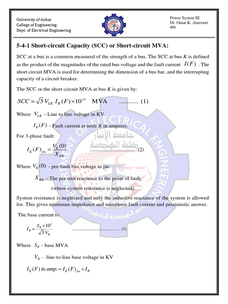 Short Circuit Capacity Or Short Circuit Mva Pdf