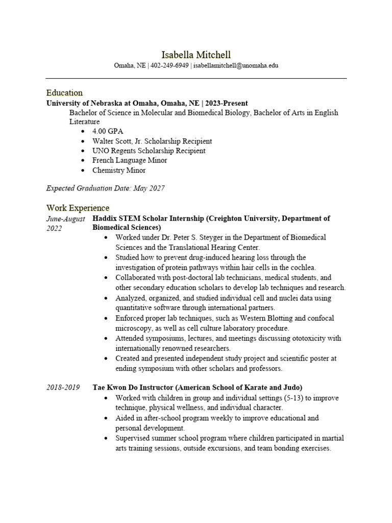 Isabella Mitchell New Resume | PDF | Career & Growth