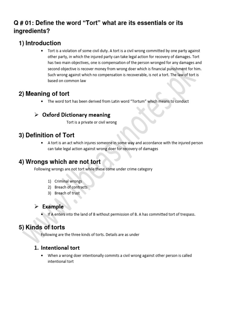 Law of Tort and Easement 1 | PDF | Damages | Tort
