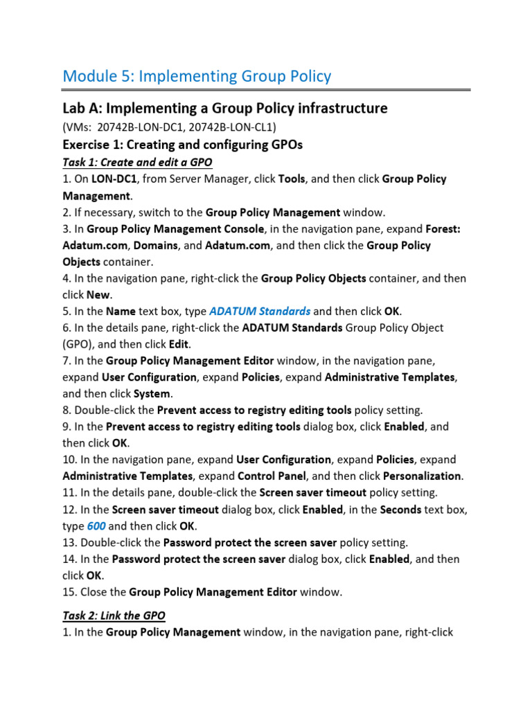 05 Implementing Group Policy | PDF | Business