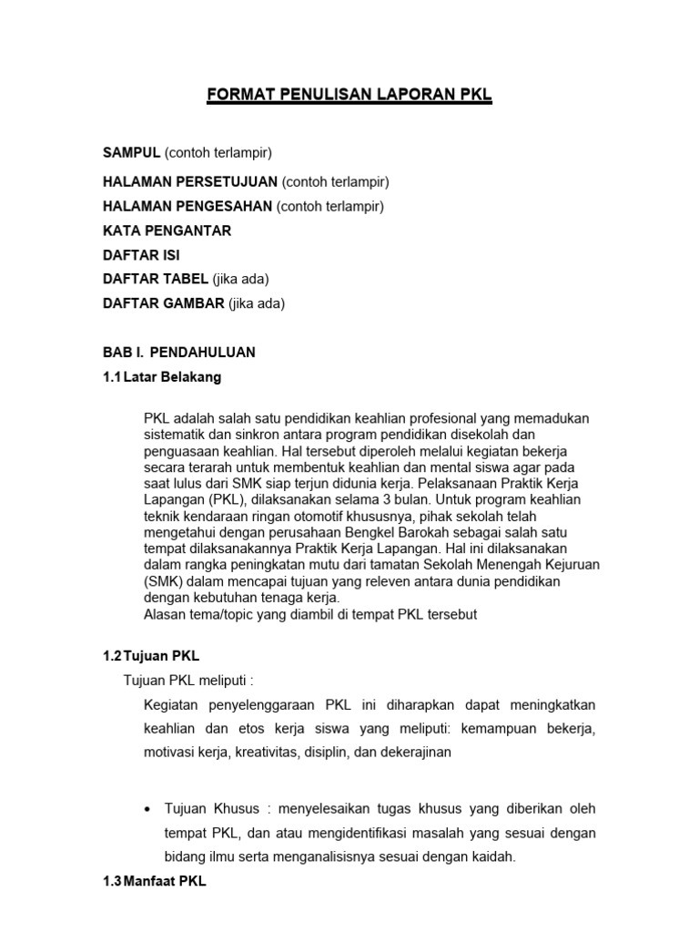 Format Penulisan LAPORAN PKL | PDF