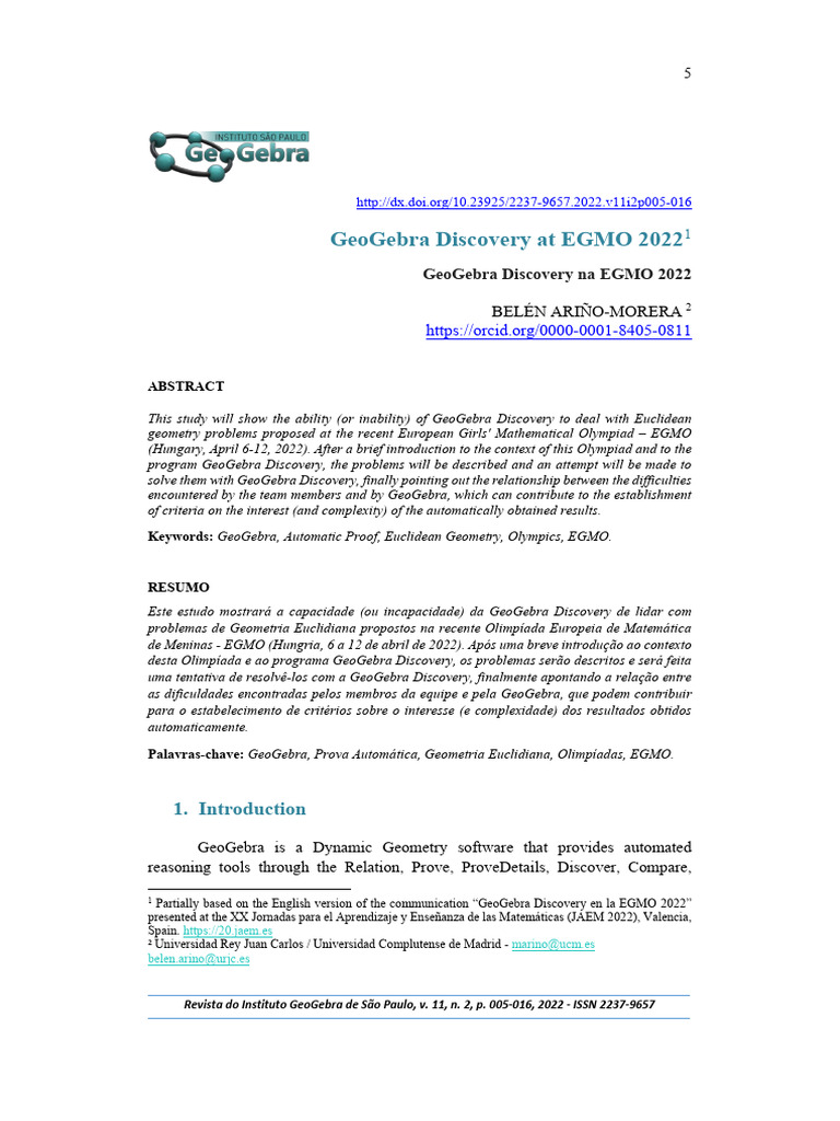 Geogebra at EGMO | PDF | Geometry | Mathematics