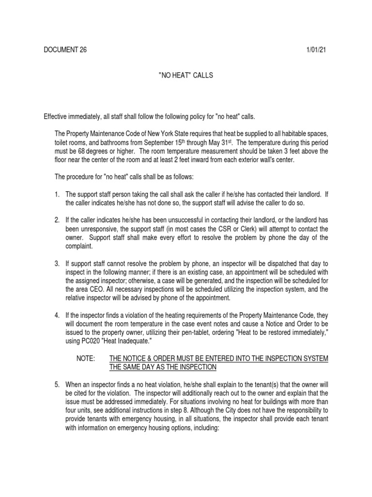 Document 26 No Heat Calls | PDF