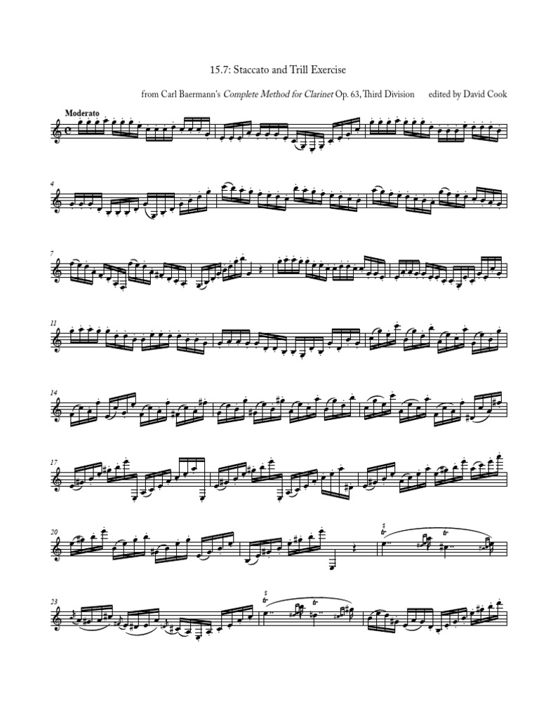 15.7 Baermann Staccato and Trill Exercise | PDF