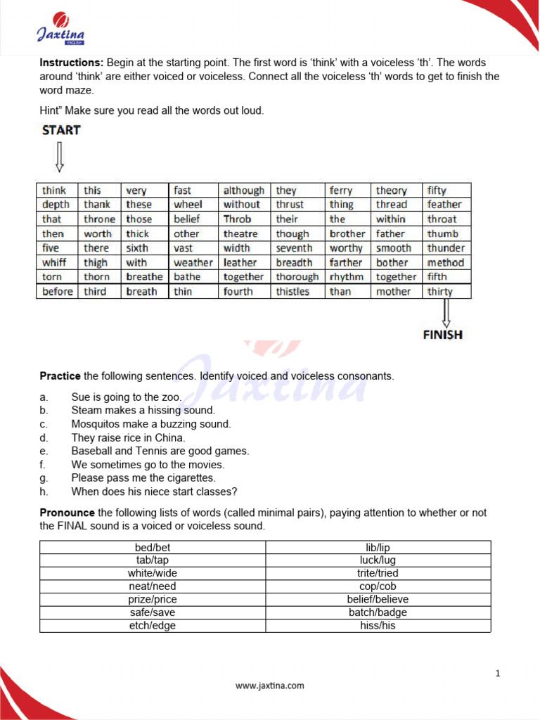 Voiced vs. Voiceless Consonants Guide | PDF