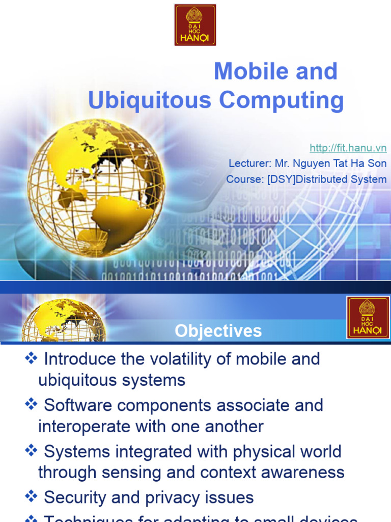 Lecture 9 - Mobile and Ubiquitous Computing | PDF