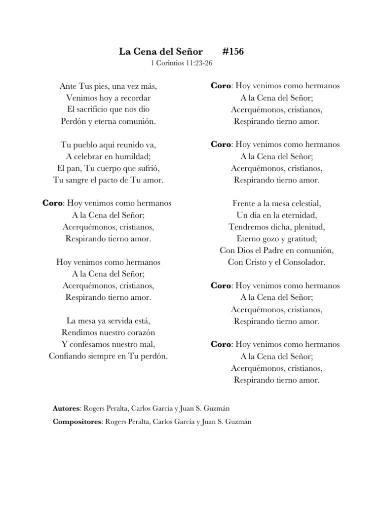 La Cena Del Señor Letra | PDF