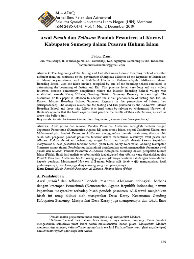Fathor Rausi - Awal Passah Dan Telasan PonPes Al-Karawi Kabupaten ...