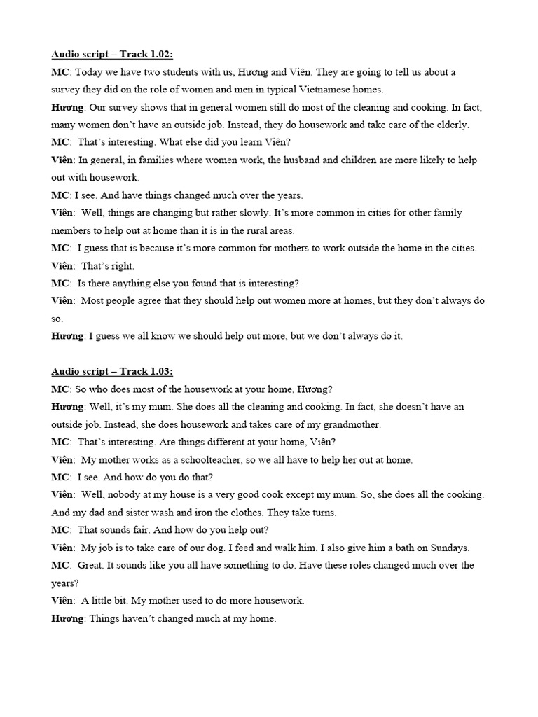 (Handout) Audio Script 1.3 | PDF