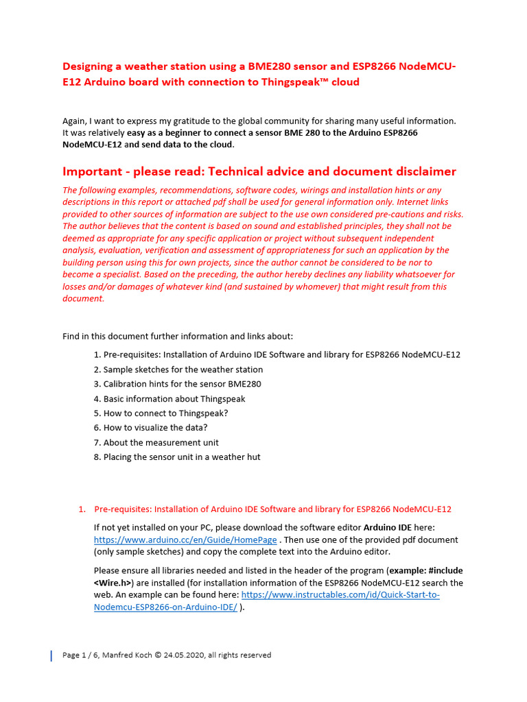 Weather Station Using Bme280 And Esp8266 Nodemcu E12 14062020 Pdf Electrical Connector