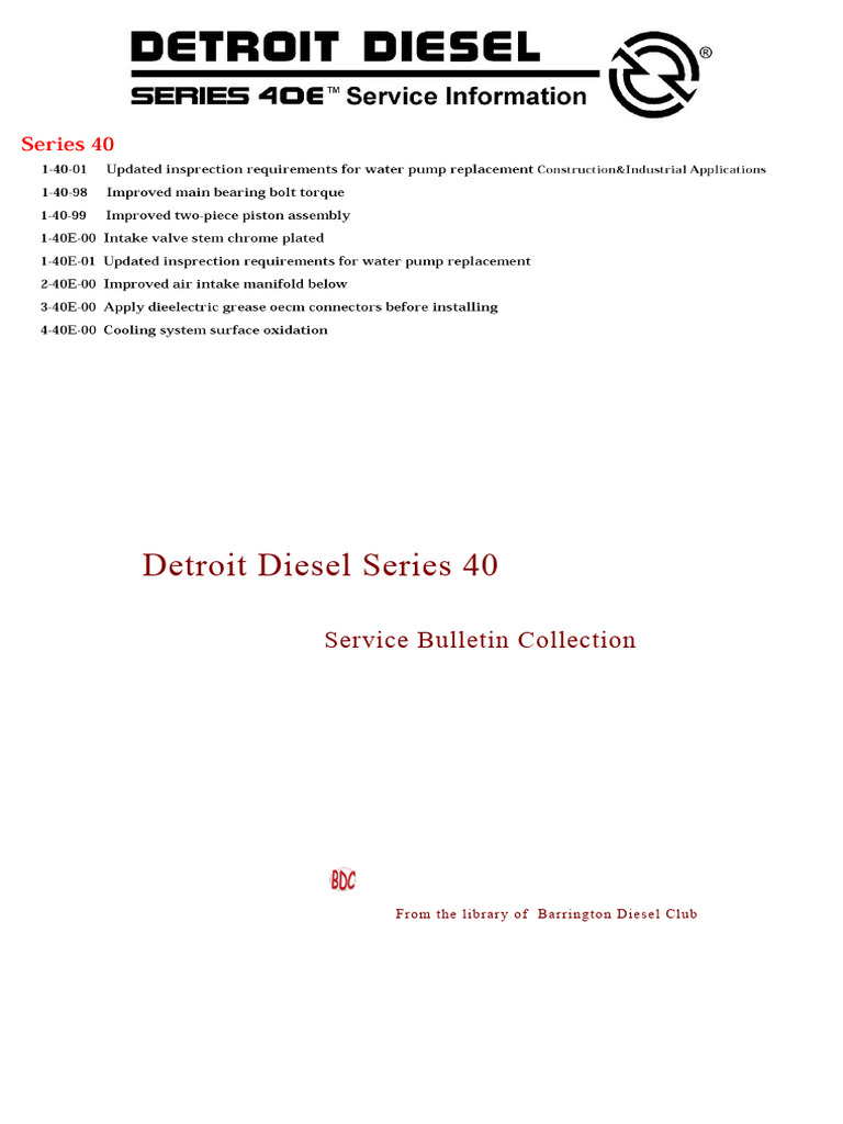 Detroit Diesel Series40 Technical Bulletin Collection | PDF | Piston ...