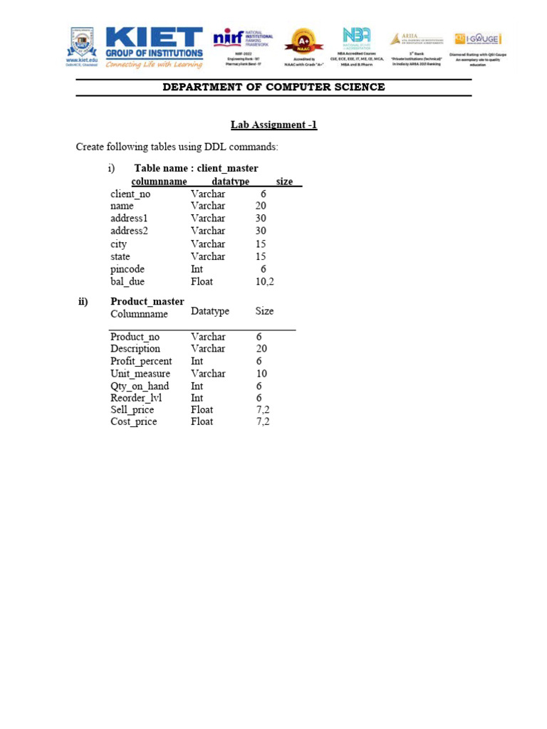 SQL Lab Assignments Overview | PDF
