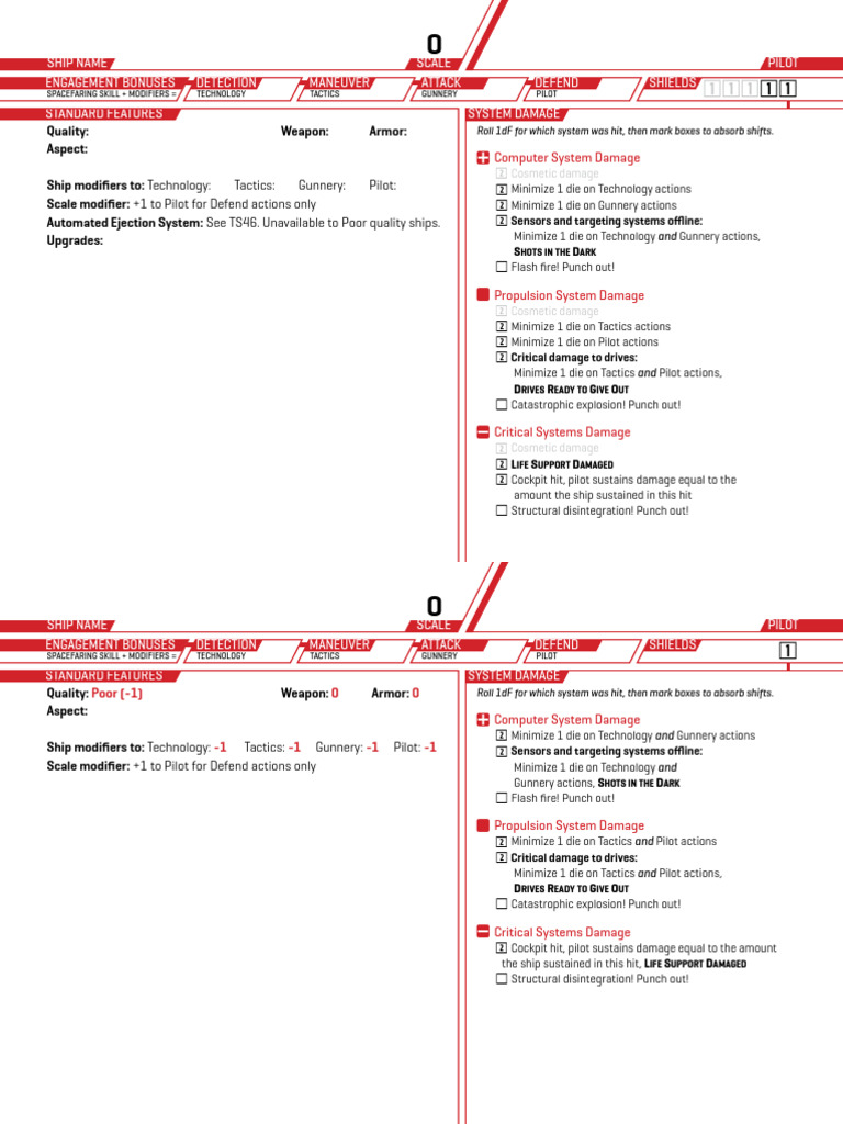 Tachyon Squadron SCT Ship Sheets | PDF