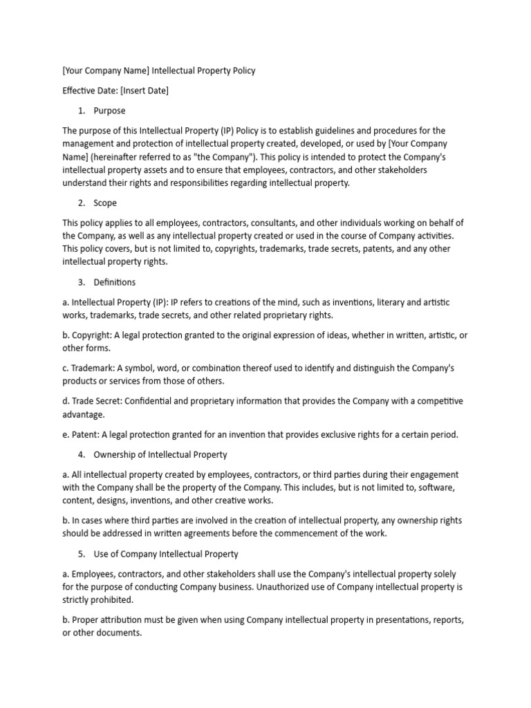 Intellectual Property Policy | PDF | Intellectual Property | Trade Secret
