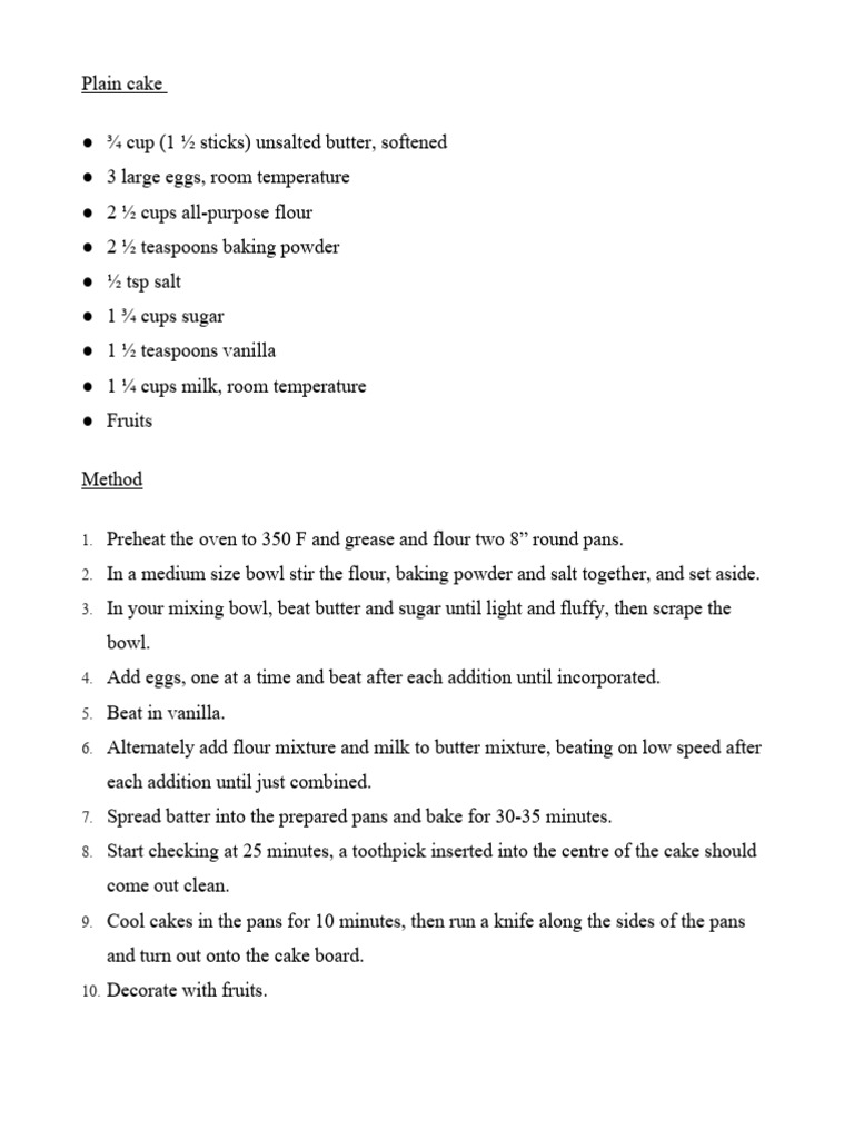 Plain Cake And Rock Bun Recipe PDF